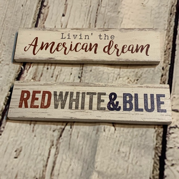 Accents | Two Small Wooden Patriotic Signs | Poshmark